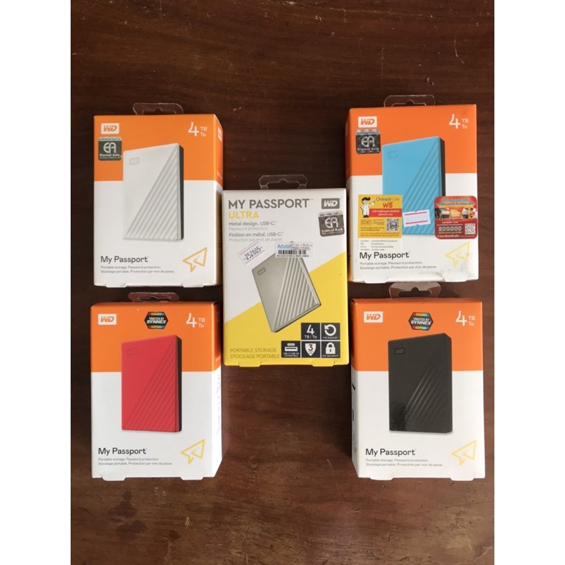 WD External HDD 4TB ฮาร์ดดิสก์ พกพา My Passport 4TB USB 3.0 External ...