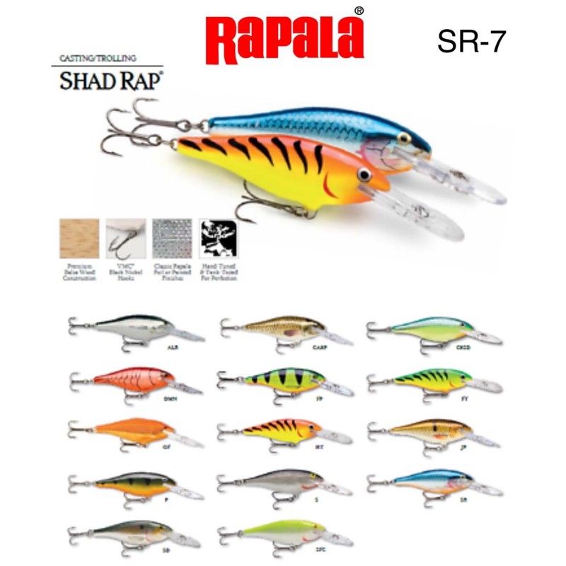 Rapala SR-7 Shad Rap Deep Runner เหยื่อล่อปลา ขนาด 7 ซม. / 8 กรัม | Shopee Thailand