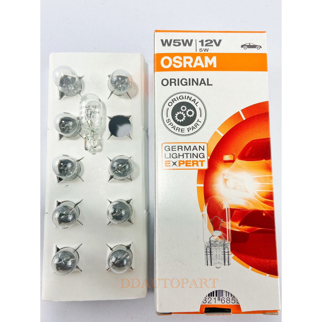 หลอดไฟหรี่ OSRAM แท้ หลอดเสียบ T10 osram 12v 5w (1 กล่องมี 10 ดวง ...