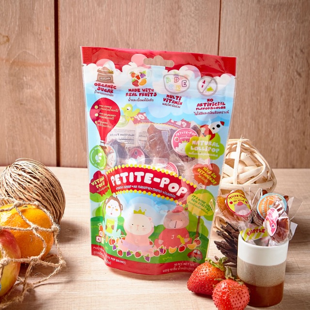 Petite-Pop Vitamin Pops อมยิ้มผลไม้ วิตามินรวม แพ็คสุดคุ้ม รวมรส 10 ...