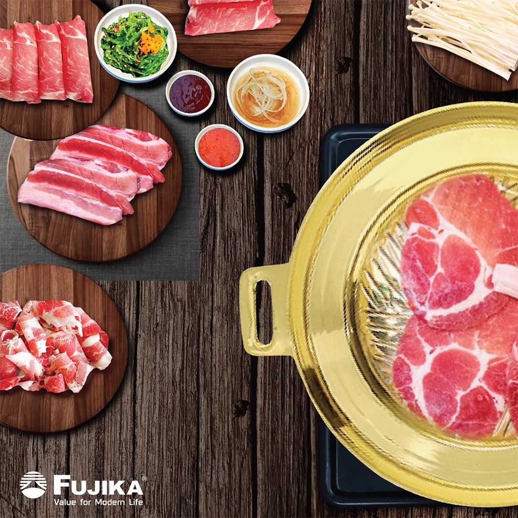 FUJIKA เตาบาร์บีคิวไฟฟ้า รุ่น FB-115BK (1150W) พร้อมกระทะทองเหลือง เตา ...