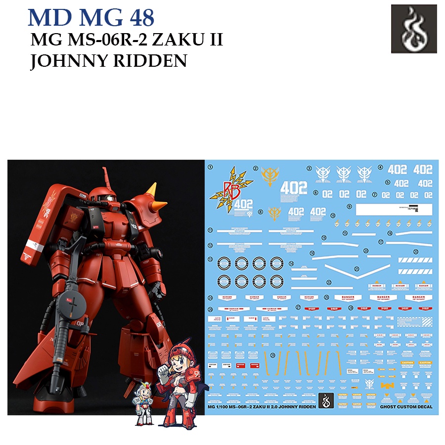 ดีคอลน้ำ [Ghost] MG 48 MS-06R-2 ZAKU II 2.0 JOHNNY RIDDEN MG 1/100 ...
