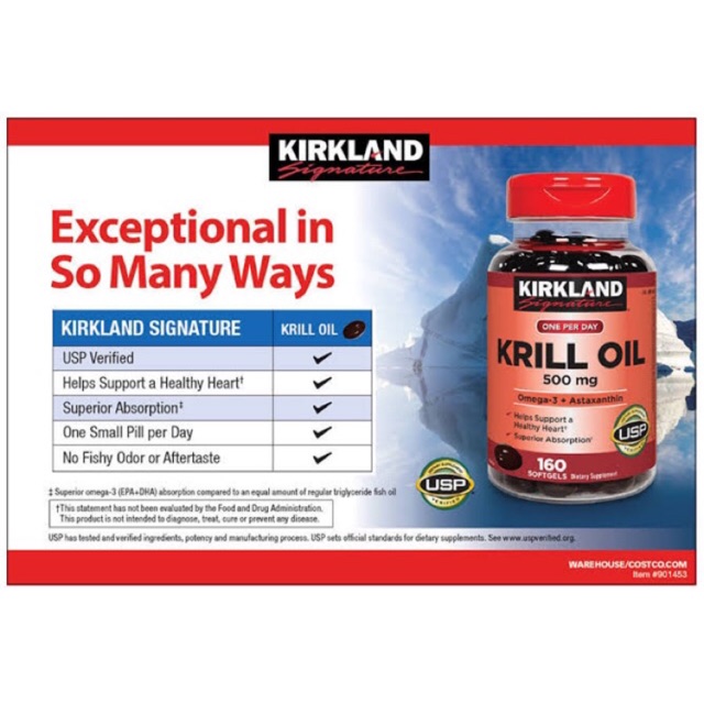 Kirkland Signature Krill Oil 500 mg 160 Softgels | Shopee Thailand