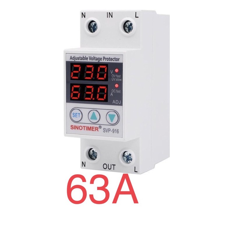 sinotimer ป้องกันแรงดันไฟฟ้า กันไฟตก กระแสเกิน SVP-916 230V 40A/63A | Shopee Thailand