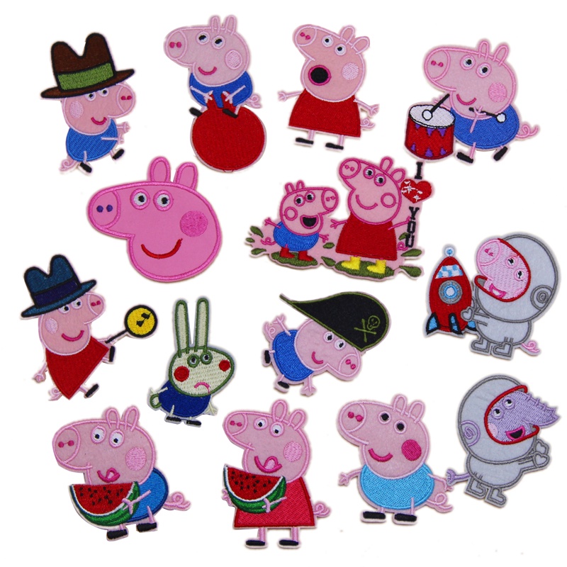 Peppa Pig Peppa Pig George Rabbit ปักผ้า Patch เสื้อผ้า Badge Armband ...