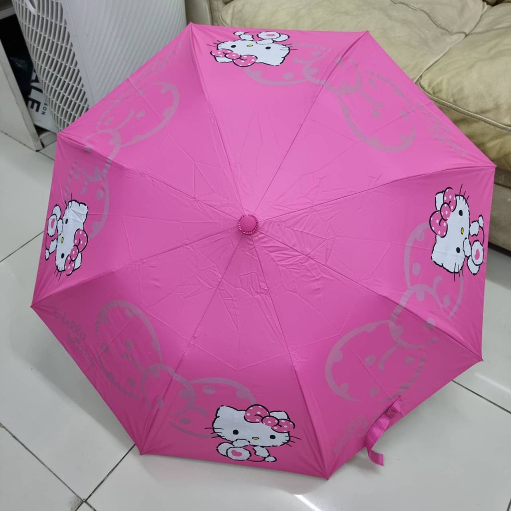 ร่มพับได้ Hello Kitty 21 นิ้ว พับได้ 2 ตอนกันแสงยูวีด้านใน ร่มคิตตี้ลิข ...