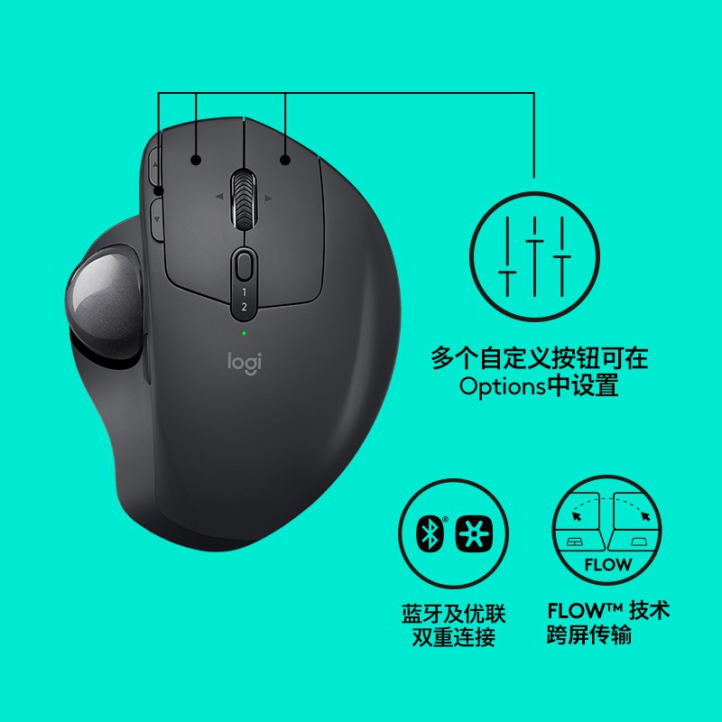 Explosive Logitech MX Ergo Wireless Bluetooth Dual Mode Trackball Mouse ...