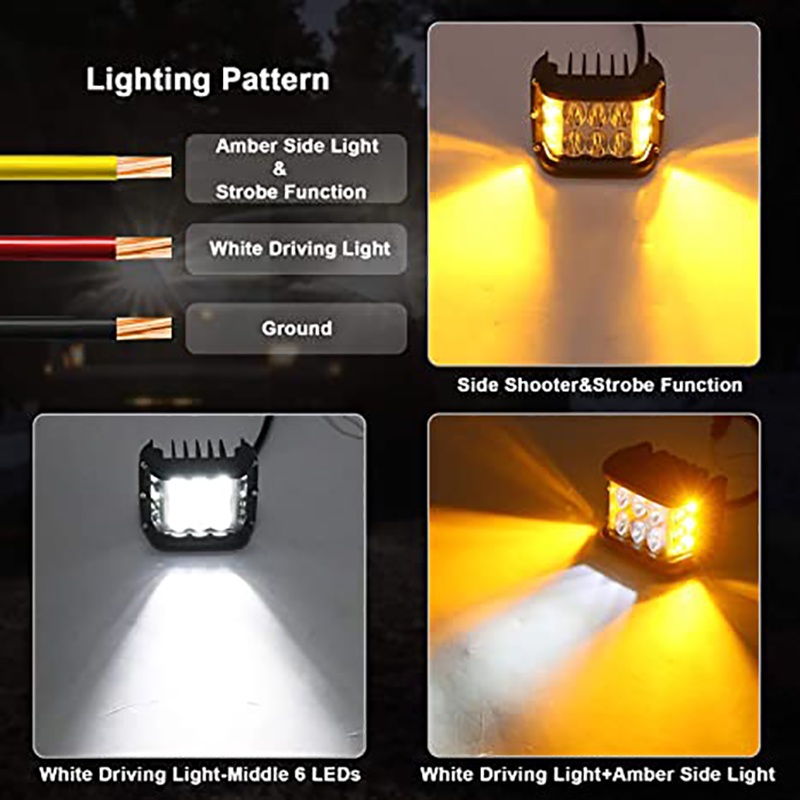 Side Shooter LED Pod Light 4 Inch Off-road Double Side Yellow LED ...