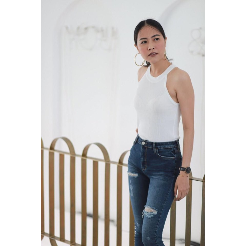 Intrend-Foreve Classy TOP เสื้อแขนกุดทรงคอปีน สีขาว | Shopee Thailand