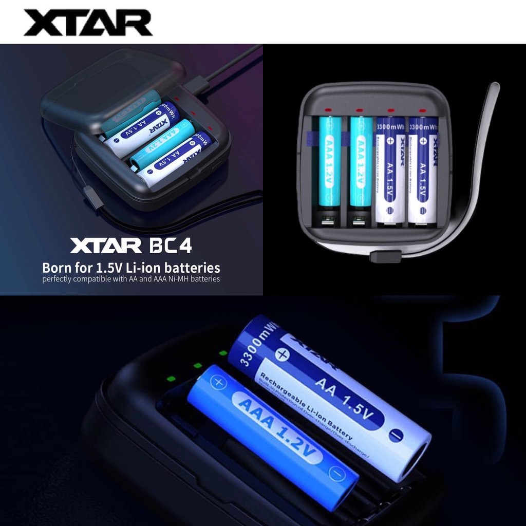#XTAR BC4 Charger + XTAR 1.5V Li-ion Battery AAA x 4 ก้อน อุปกรณ์จัดชุด ...