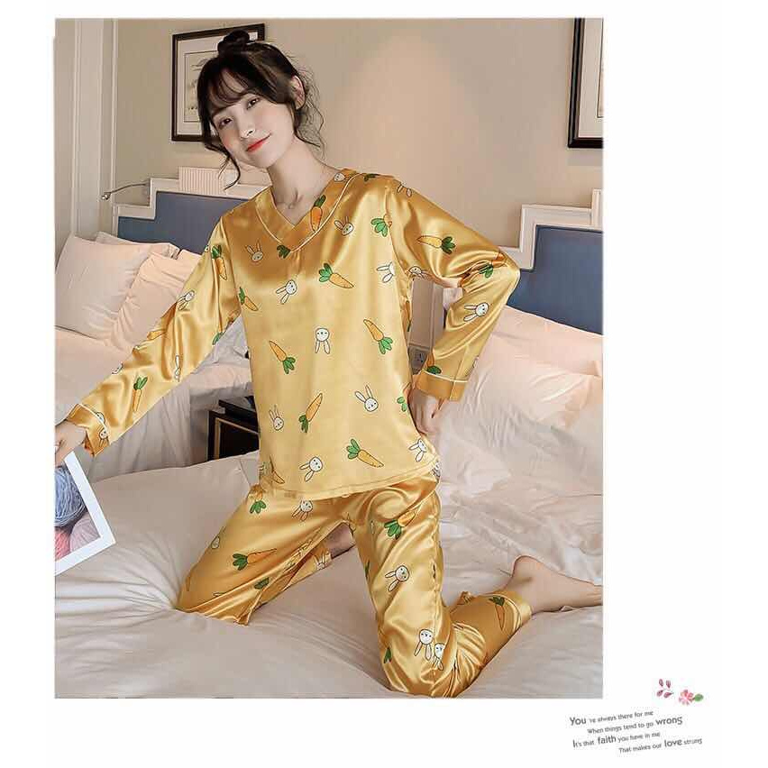 ชุดนอนสตรีผ้าซาตินแบบสไตล์าหลี มีไซส์M-2XL เย็นใส่สบาย | Shopee Thailand