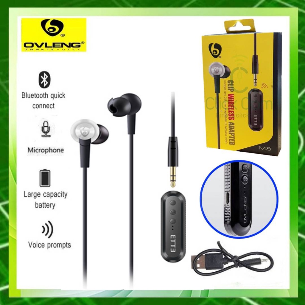 Ovleng M8 Clip อะแดปเตอร์บลูทูธ ไร้สายและหูฟัง Combo พร้อมช่องเสียบ Mic ...