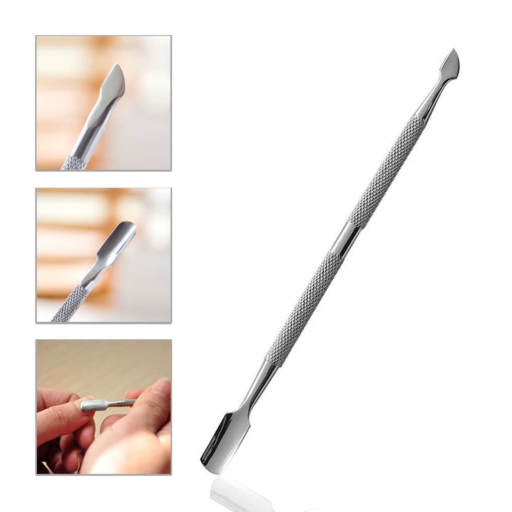 Double-end Silver Cuticle Remover สแตนเลสสตีล Dead Skin ตัดเล็บกวน Rods ...