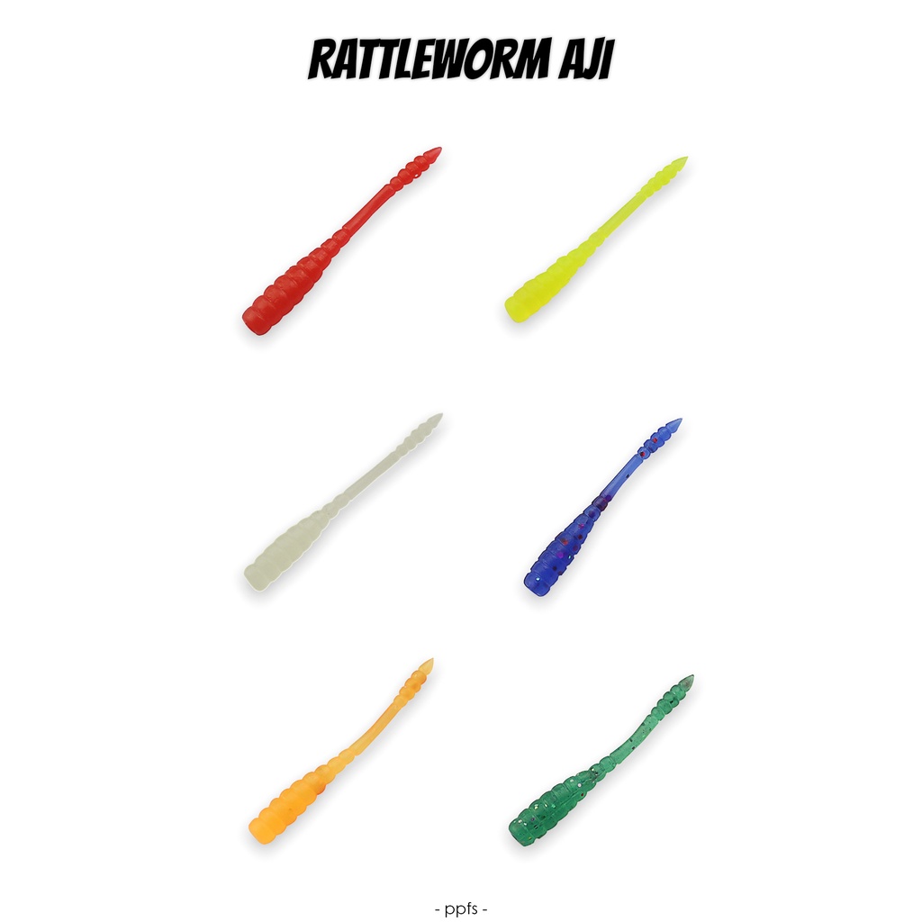 RattleWorm AJI หนอนอจิ 10 ตัว หนอนยาง หางกระดิ่ง เรียวเล็ก พอดีคำ หนอน อจิ aji worm light game ...