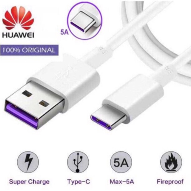 สายชาร์จ Huawei Cable Super Charge Type C ของแท้ รองรับกระแสไฟ 5A สาย ...