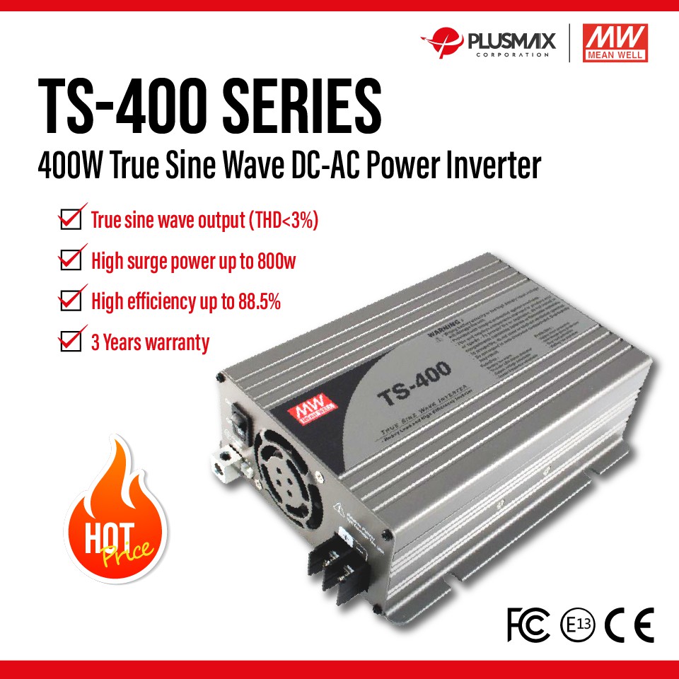 Plusmaxcorporation - Meanwell TS-400-248B 400W True Sine Wave DC/AC ...