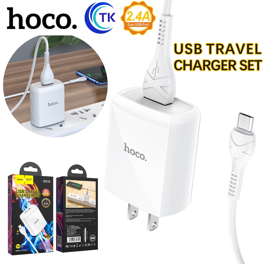 Hoco DC13 Set Single Port Charger 2.4A ชุดหัวชาร์จพร้อมสายชาร์จ สำหรับ ...