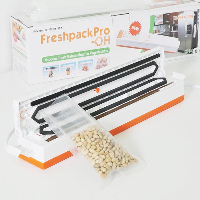 เครื่องซีลสูญญากาศ FRESHPACK-PRO (ขาว-ส้ม) สำหรับถุงลายนูน - 1เครื่อง ...