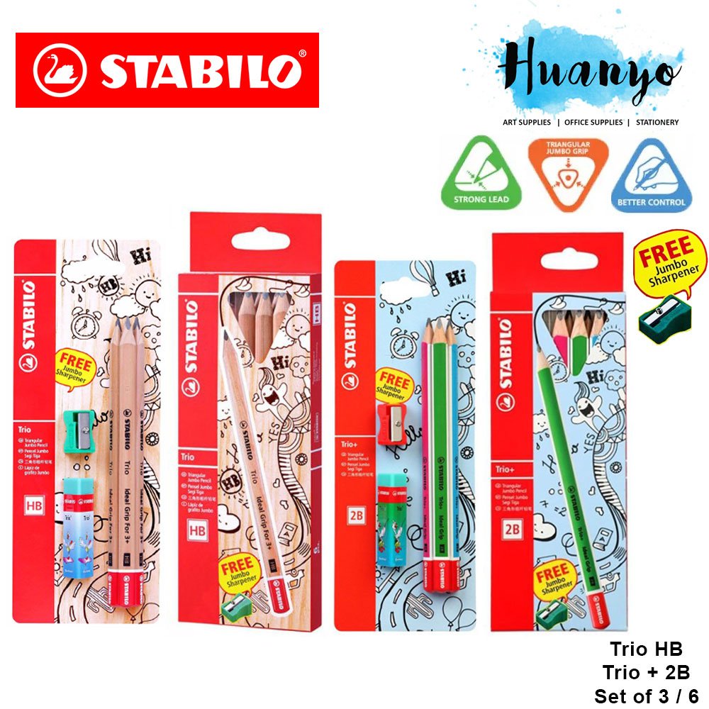 ดินสอ Stabilo Trio / Trio + Triangle Grip Jumbo 2B / HB (ชุด 3 / 6 ...