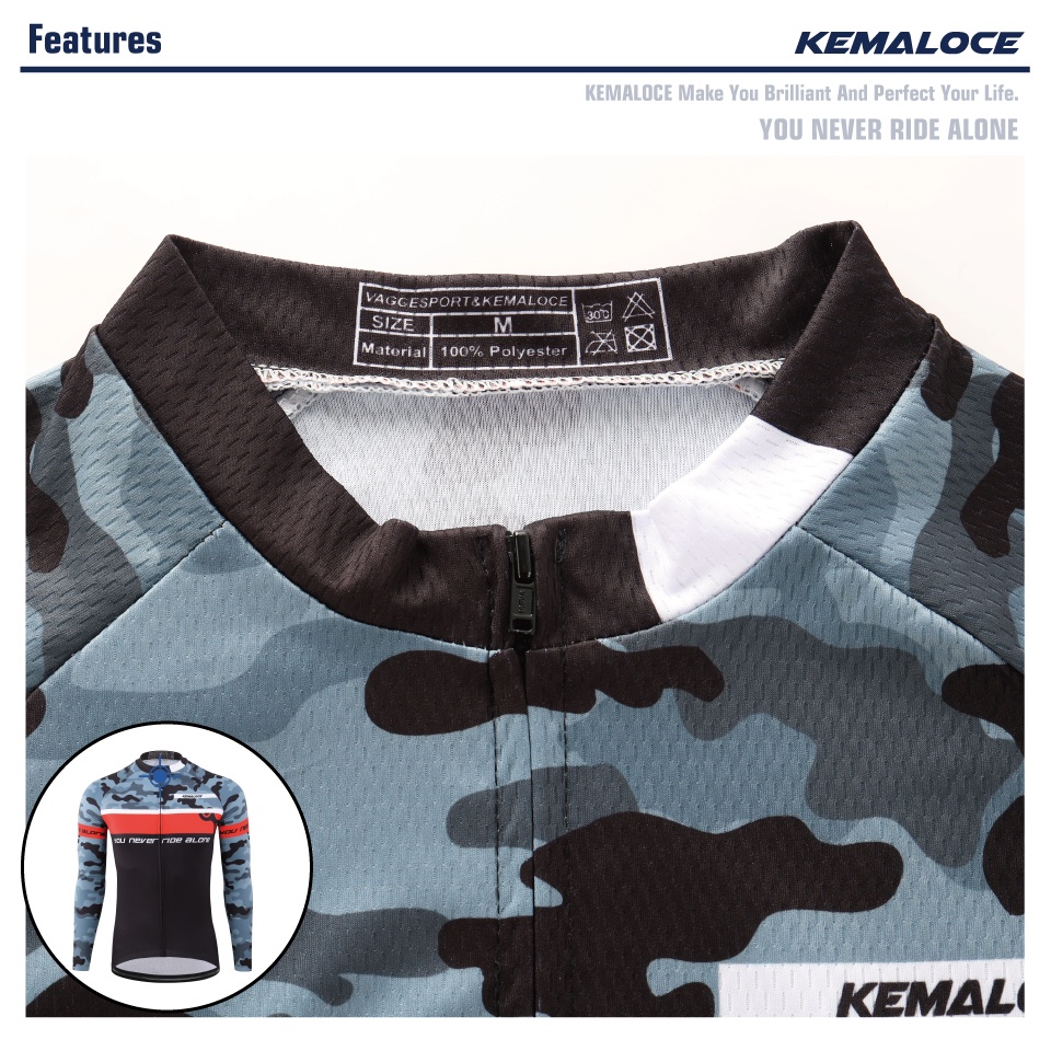 KEMALOCE เสื้อปั่นจักรยานแขนยาว ผู้ชาย ฤดูร้อน 2024 แจ็คเก็ตจักรยาน สี ...