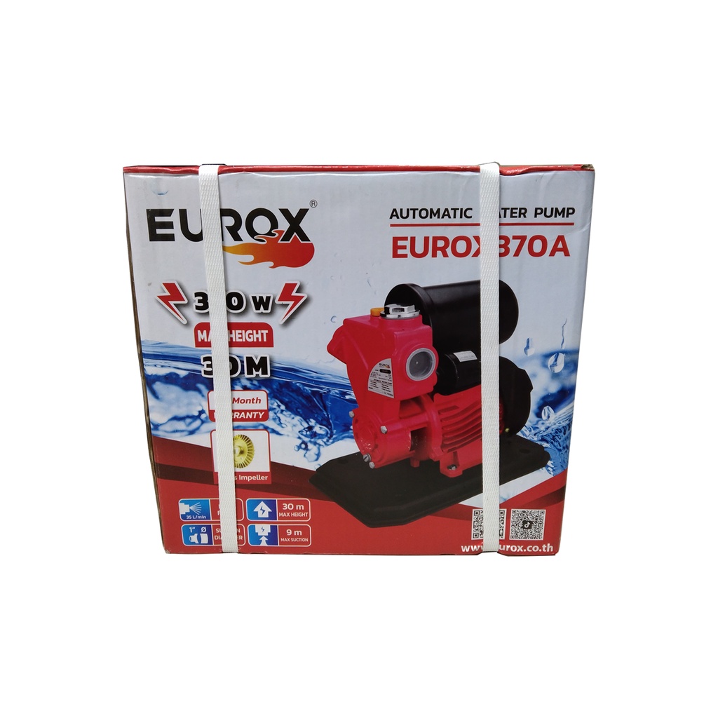 ปั๊มน้ำอัตโนมัติ 1 นิ้ว EUROX 370A ใบพัดทองเหลืองแท้ ส่งน้ำสงสุด 30 เมตร ดูดน้ำลึกสุด 9 เมตร ใช้ ...