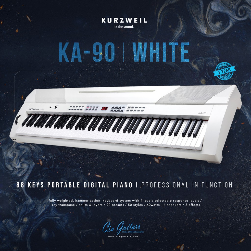 Kurzweil KA-90 "White" Portable Digital Piano I เปียโนไฟฟ้า 88 Keys ...