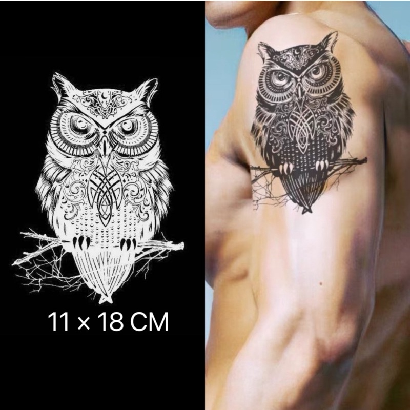 【mars Tattoo】ใหม่ สติกเกอร์รอยสักชั่วคราว ลายนกฮูก นกฮูก 2 สัปดาห์ ติด