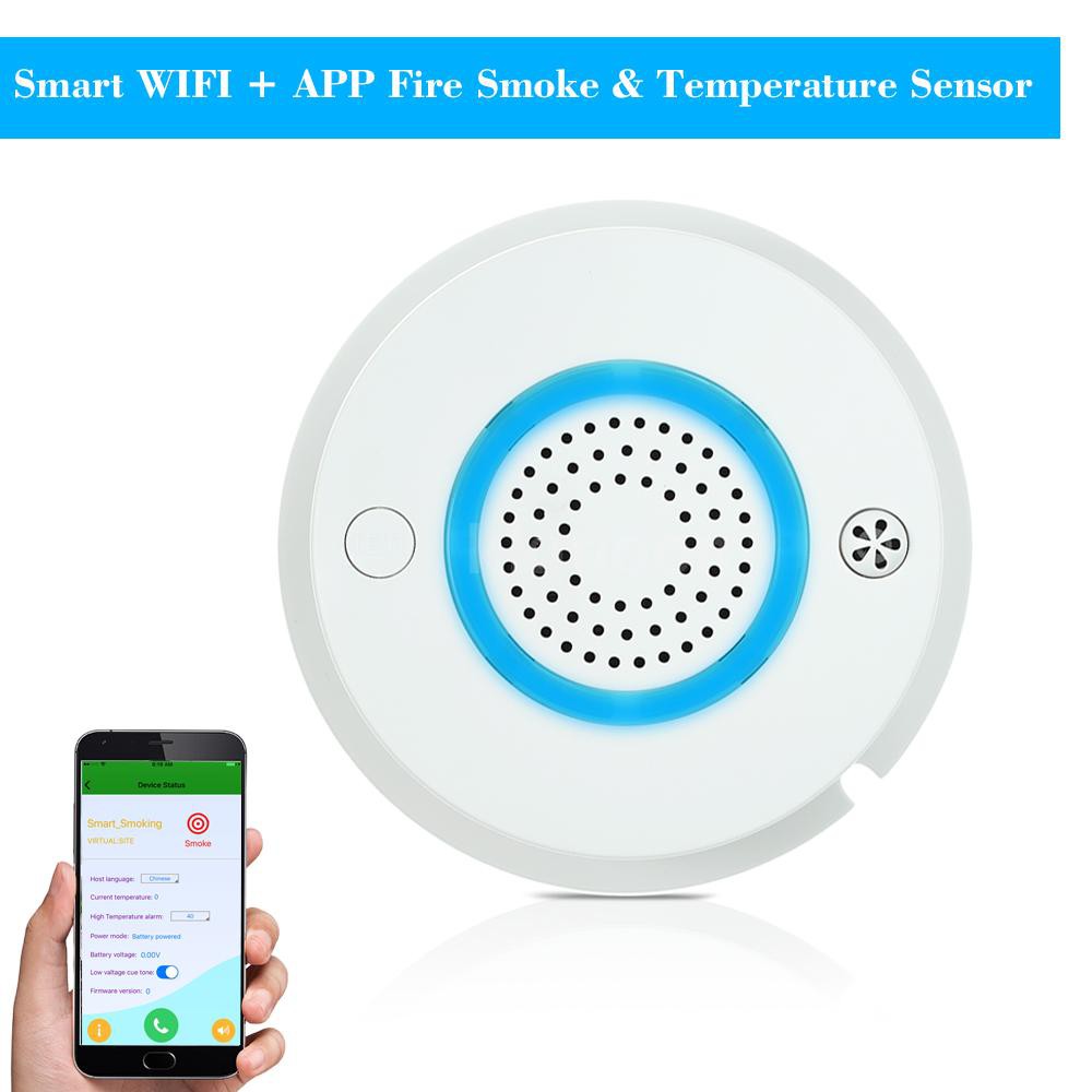 Smart WIFI + APP Fire Smoke & Temperature Sensor Smart 2 in 1 Wireless ...