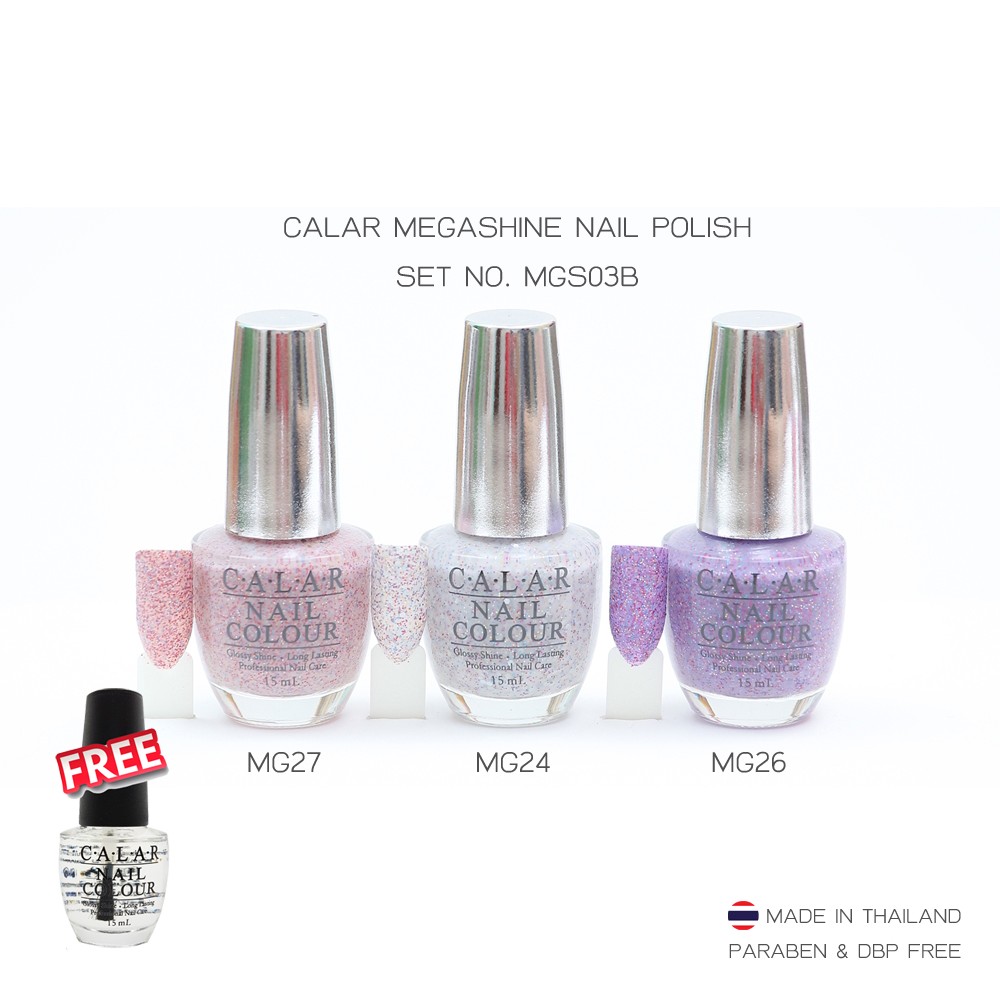 ยาทาเล็บคาล่าร์ รุ่น Megashine เข้มข้นพิเศษ 03B 3ขวด ฟรีเคลือบเงา 1ขวด ...