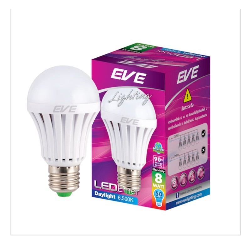 หลอดไฟฉุกเฉิน หลอดไฟแคมป์ปิ้ง EVE Led A70 EMER 8W | Shopee Thailand