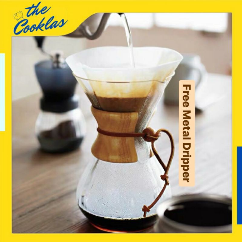 Chemex Coffee Server Wood Handle With Mesh Metal Dripper 600mL | Shopee ...