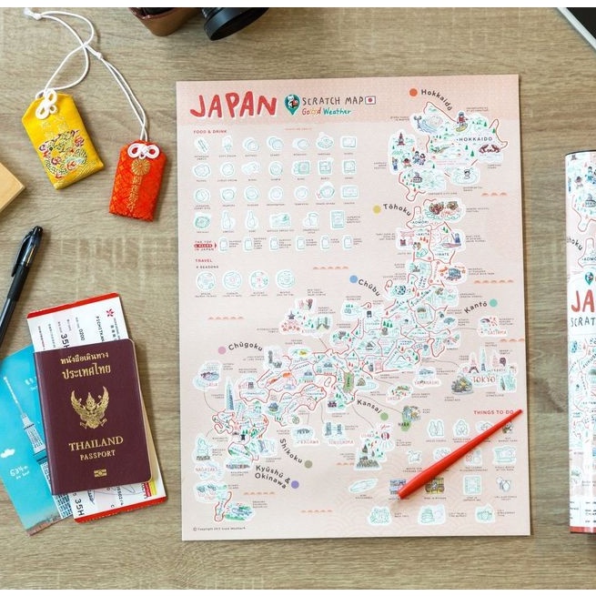 SEOULR | แผนที่แบบขูดได้ ญี่ปุ่น Good Weather Scratch Map ดีไซน์น่ารัก ...