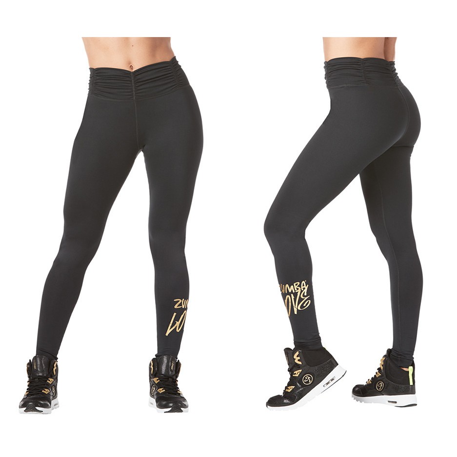 Zumba Love Ruched High Waisted Leggings (กางเกงเลคกิ้งออกกำลังกายซุมบ้าและโยคะ) | Shopee Thailand