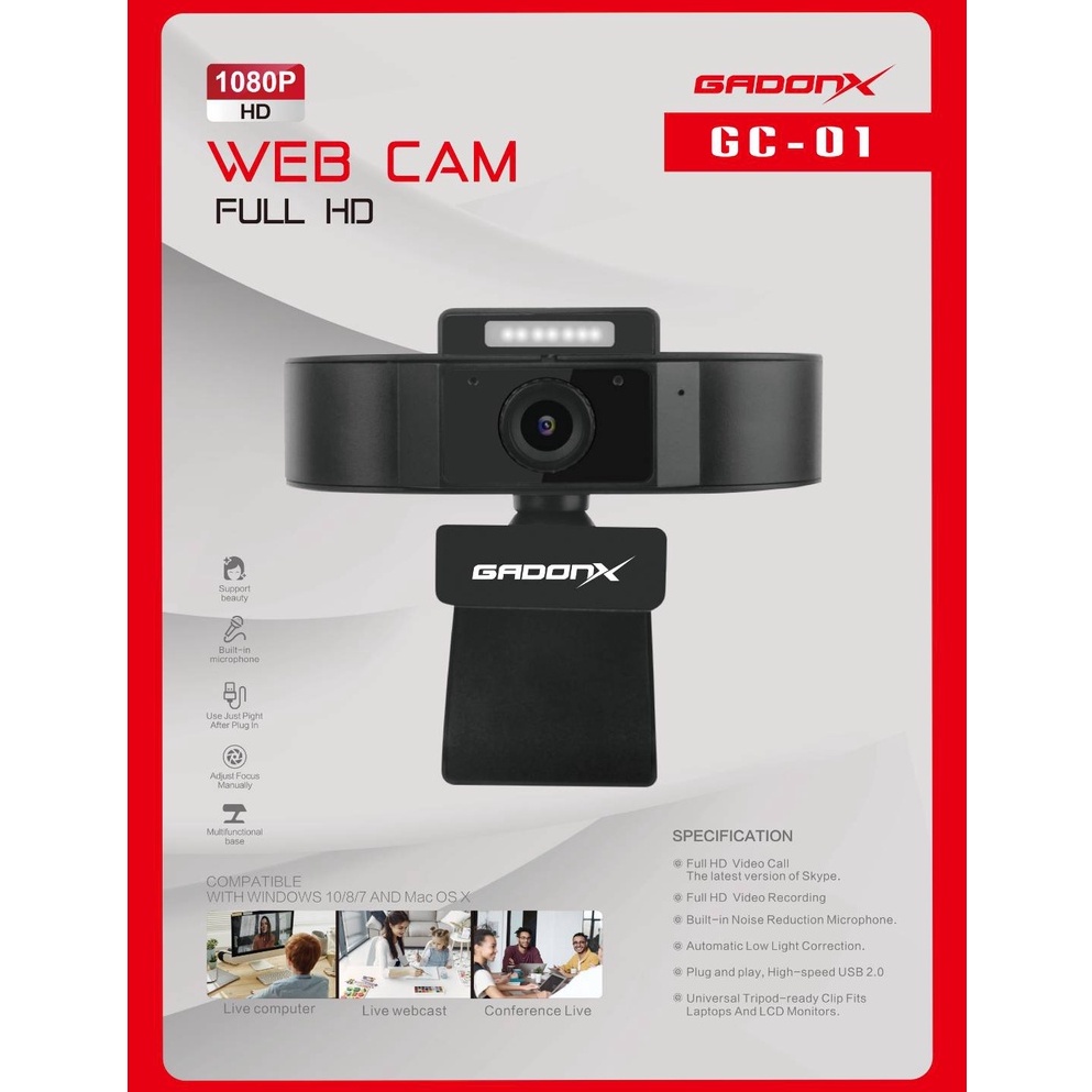 GADONX GC-01 กล้องเว็บแคม WEB CAM FULL HD ไมโครโฟนลดเสียงรบกวนในตัว ...