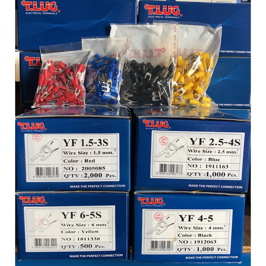 หางปลาแฉกหุ้ม เบอร์ 1.5, 2.5, 4, 6 สำหรับต่อสายไฟ ทีลักซ์ T.Lug จำนวน 100 ตัวต่อถุง | Shopee ...