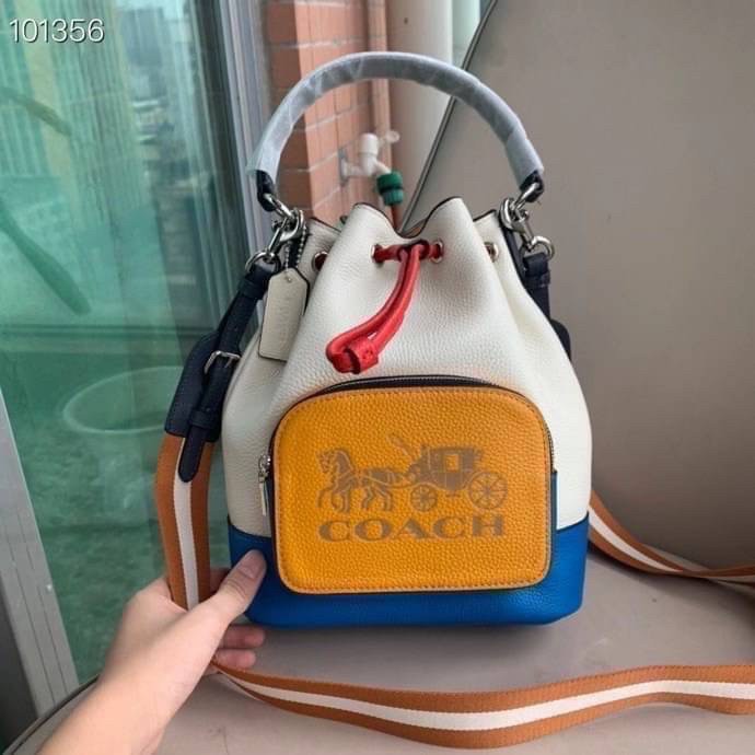 Coach JES DRAWSTRING BUCKET BAG IN COLOUR BLOCK WITH HORSE AND CARRIAGE ...
