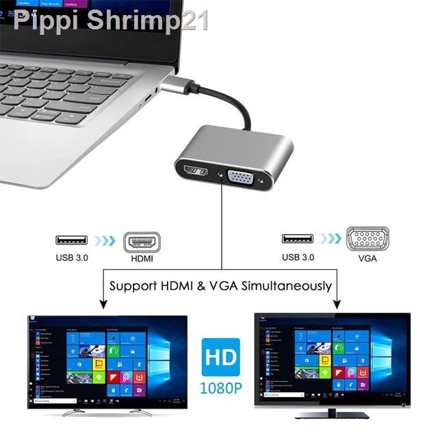 ☽USB 3.0 to HDMI VGA 1080 P HD 2 In 1 Hub สำหรับแล็ปท็อป HDTV ...