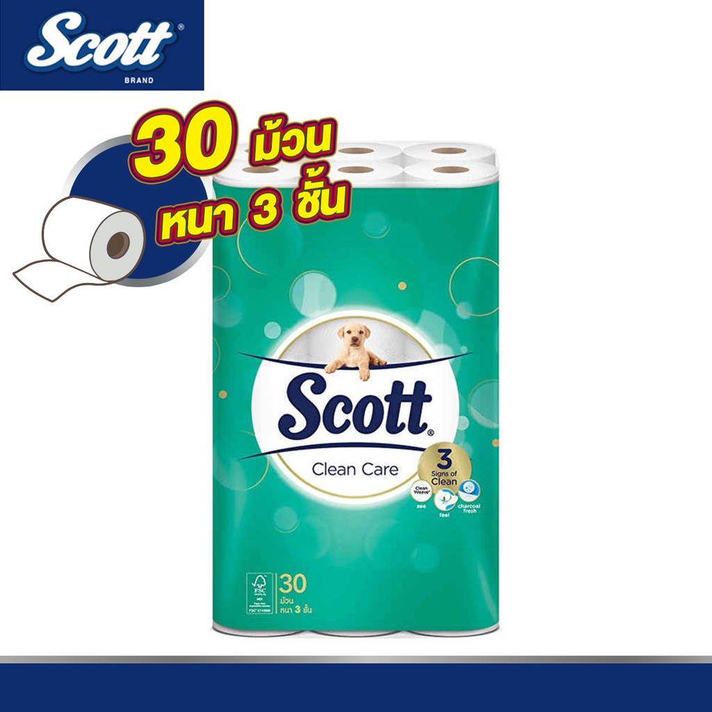 [ขายดี] สก๊อตต์ คลีนแคร์ กระดาษชำระ หนา3ชั้น ขนาด30ม้วน SCOTT CLEAN ...