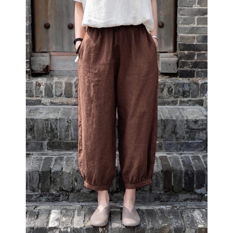 กางเกงผ้าฝ้าย ขายาว สาวไซส์ใหญ่ หญิง-ชาย ผ้าพื้นเมือง สีพื้น เอว 2xl-6xl ยืดถึงเอว 54 นิ้ว ...