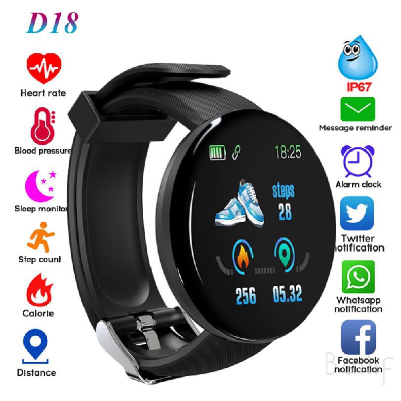 Smart Watch D18 นาฬิกาข้อมือเพื่อสุขภาพ | Shopee Thailand