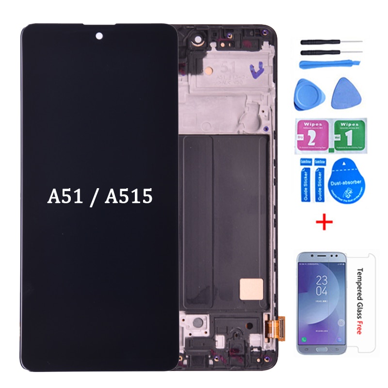 หน้าจอสัมผัส LCD พร้อมกรอบดิจิไทเซอร์ สําหรับ Samsung Galaxy A51 Samsung A515 A515F A515F DS ...