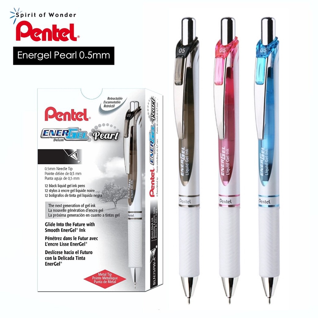 Pentel ปากกาหมึกเจล เพนเทล Energel Pearl ด้ามมุก 0.5mm (12 ด้าม) | Shopee Thailand