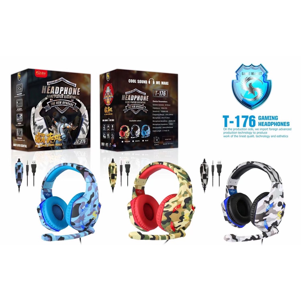 หูฟังมีไฟ Kubite T-176 HEADPHONE หูฟังครอบหู เครืองเสียง หูฟังมือถือ หู ...