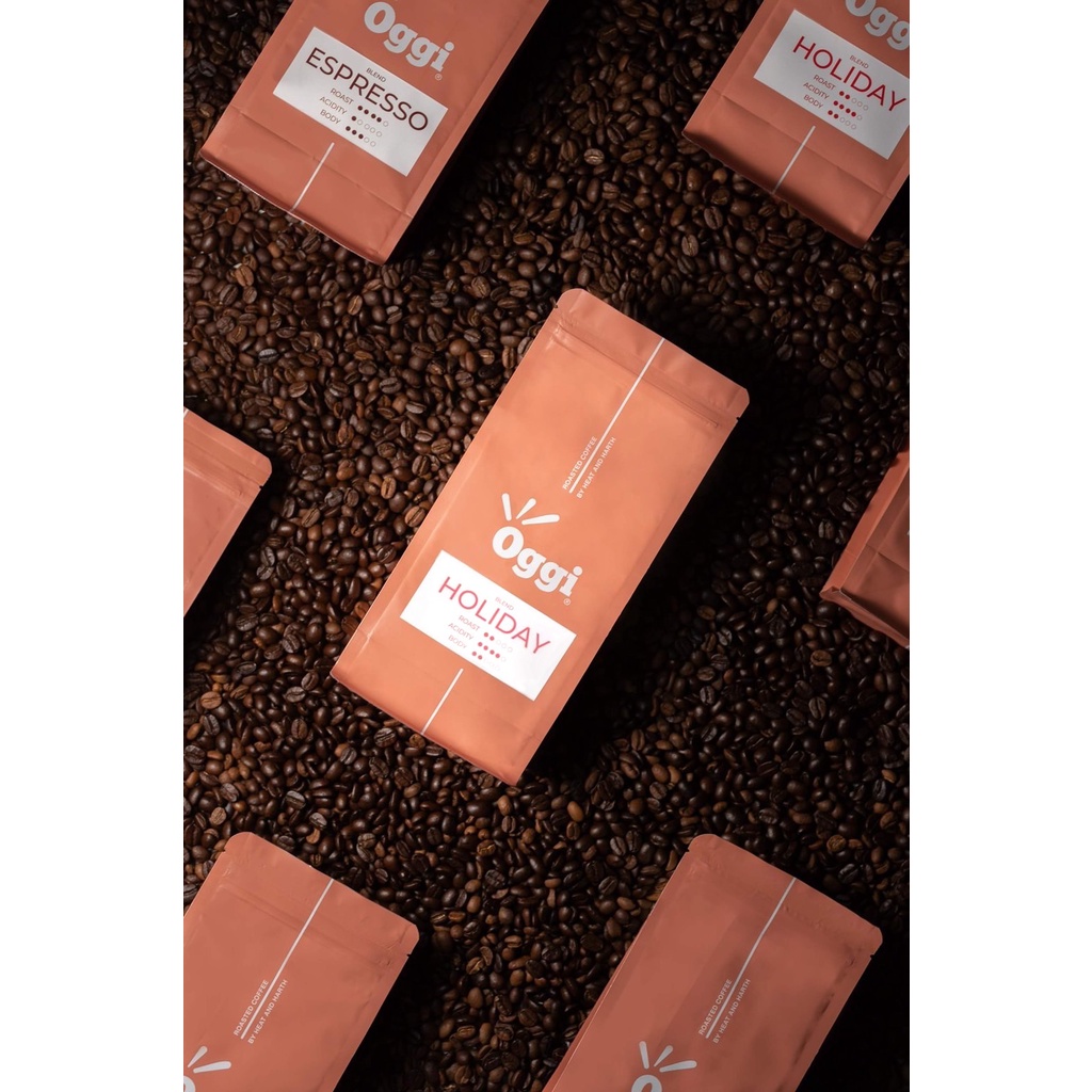 เมล็ดกาแฟคั่วอ่อน Oggi รส Holiday Blend จากพันธ์ุอาราบิก้า 100% หอม ...