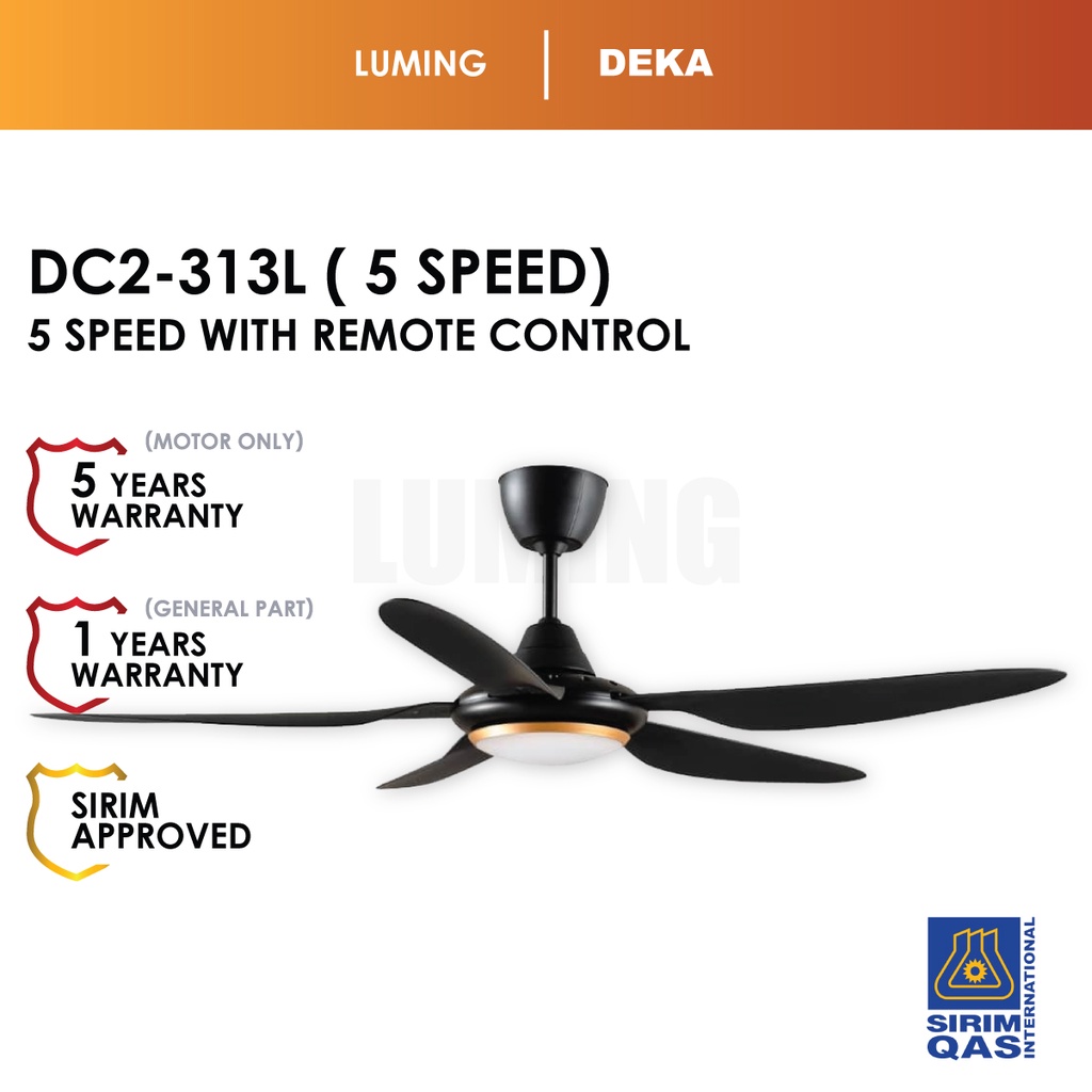 Lmg_sirim DEKA พัดลมติดเพดาน DC2-313L 5 ใบพัด มอเตอร์ DC 56 นิ้ว พร้อม ...