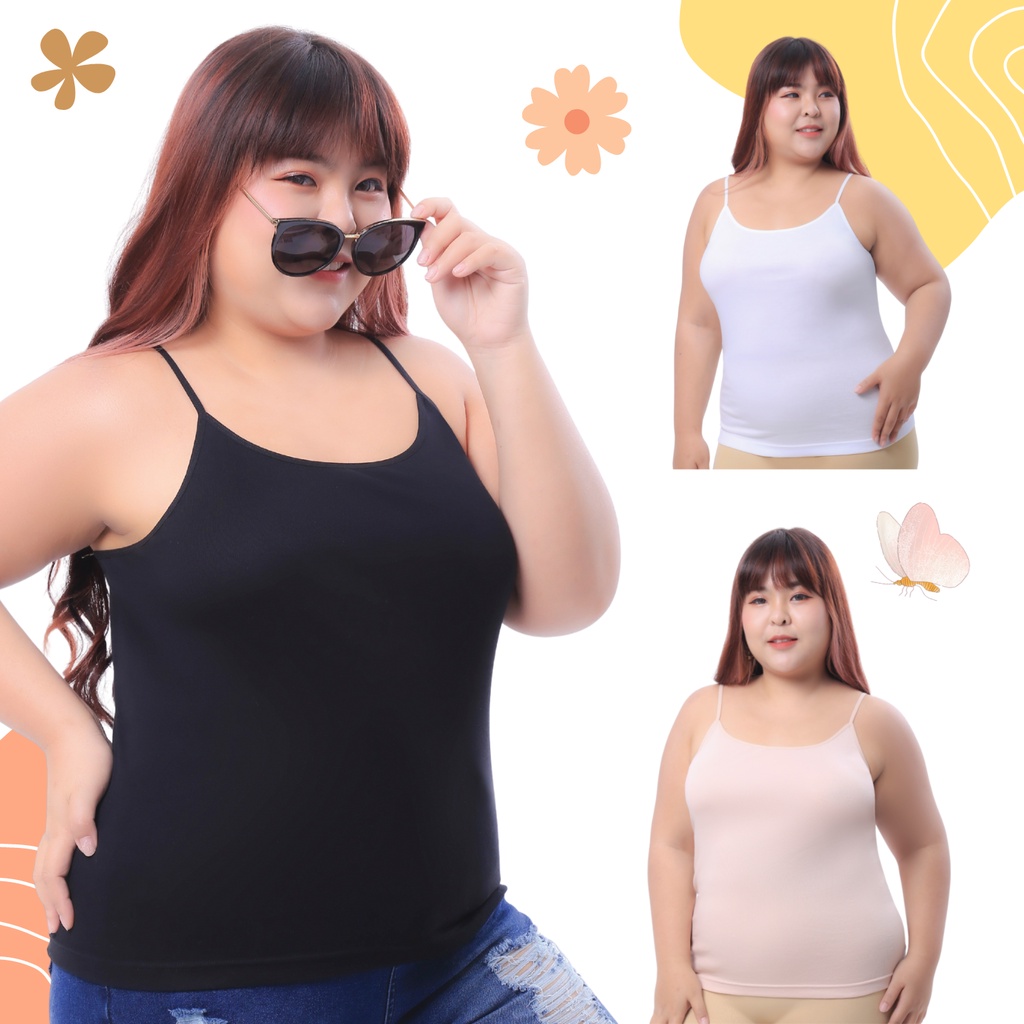 CHERILON เชอรีล่อน Eco Wear Plus Size เสื้อสายเดี่ยว คนอ้วนไซส์ใหญ่ สาวอวบ ผ้านุ่มมาก ใส่สบาย ...