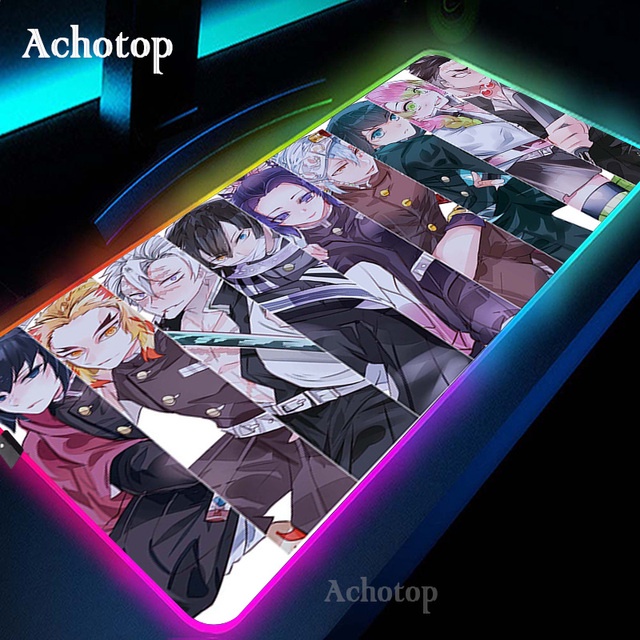 แผ่นรองเมาส์เล่นเกม RGB LED ลายการ์ตูนอนิเมะ Demon Slayer Kamado Nezuko ...