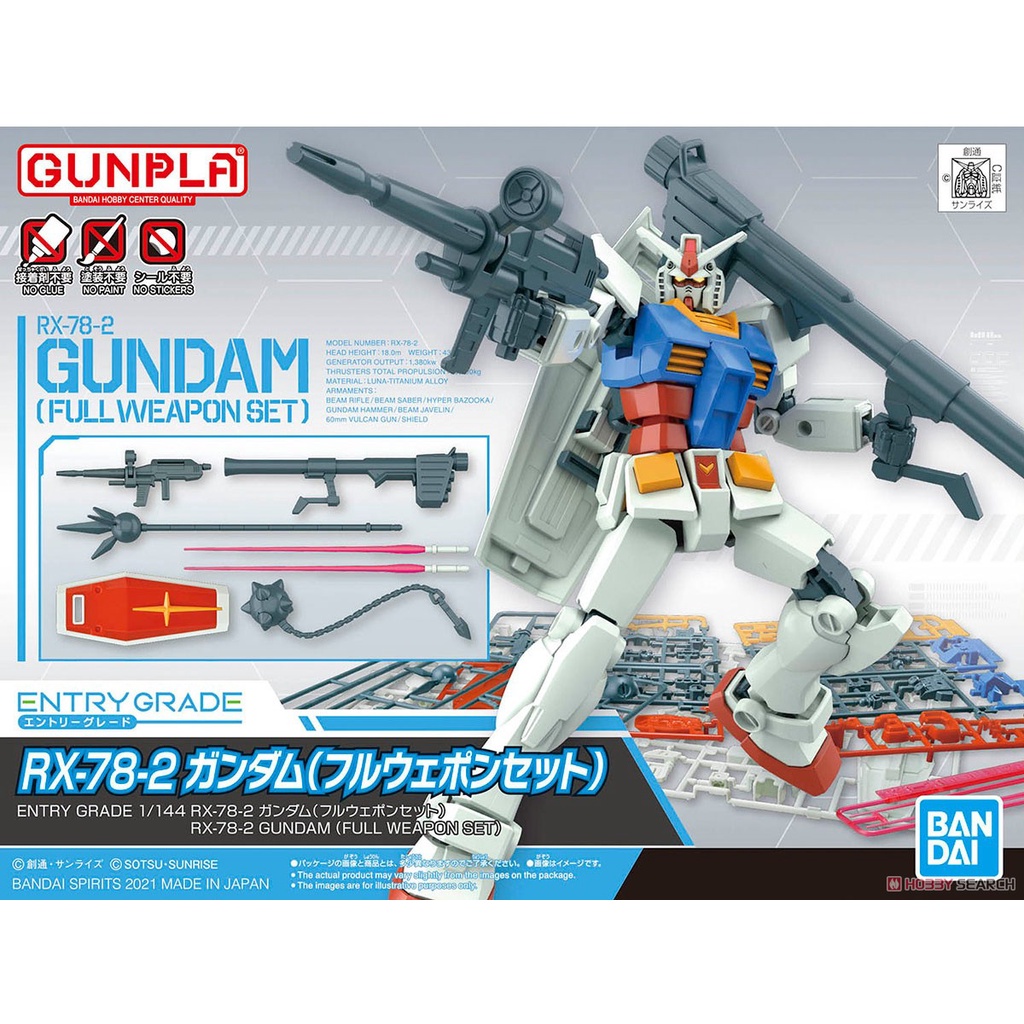 Bandai Entry Grade 1/144 RX-78-2 Gundam (Full Weapon Set) | Shopee Thailand