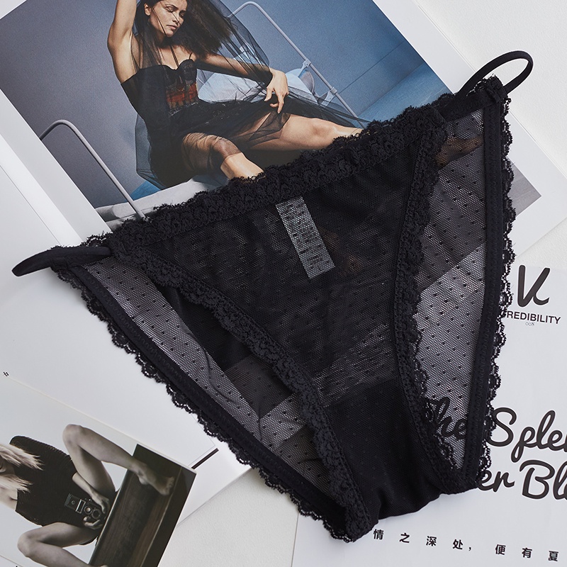 Som Underwearกางเกงในหญิง Sexy สายเดี่ยว แต่งโบว์น่ารัก ขอบลูกไม้ เนื้อ
