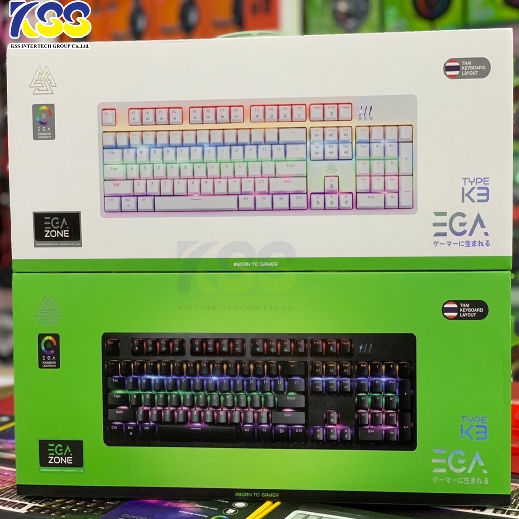 EGA Type K3 Mechanical Gaming Keyboard คีย์บอร์ดมาโคร ปุ่มแมคคานิคอลบลู ...